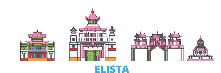 Russia elista tourism landmarks city Royalty Free Vector