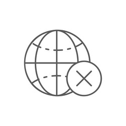 Earth globe with cross mark grey fill icon global Vector Image