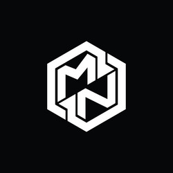 Mn logo monogram hexagon shape with ornament Vector Image