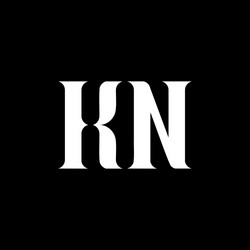 Kn logo k n design white letter knk Royalty Free Vector