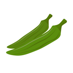 Okra flat icon okro vegetable Royalty Free Vector Image