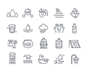Liquid water icon set in thin line style Vector Image