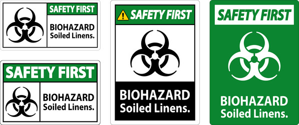 Biohazard safety first label soiled Royalty Free Vector