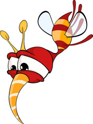 Cartoon of red fly insect Royalty Free Vector Image