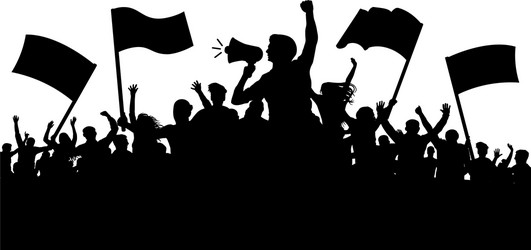 Crowd people with flags banners sports mob Vector Image