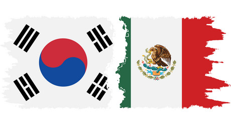 South korea and mexico grunge flags connection Vector Image
