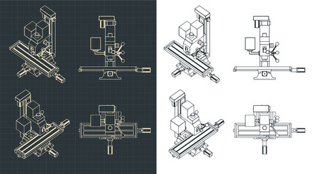 Milling and lathe machine blueprints Royalty Free Vector
