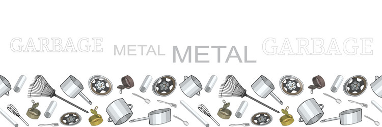 Seamless border with sorted plastic garbage Vector Image