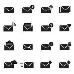 Message icons black set Royalty Free Vector Image