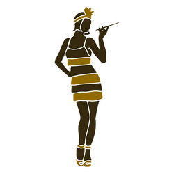 Gangster retro moll smoking Royalty Free Vector Image