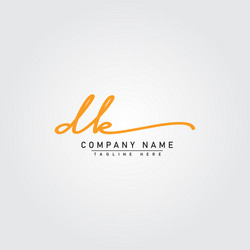 Dk initial logo in signature style Royalty Free Vector Image