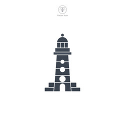 Lighthouse icon shows a stylized beacon Royalty Free Vector
