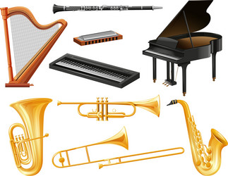 Wind instruments in sketch and cartoon style Vector Image