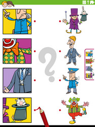 Match cartoon animals and clippings educational Vector Image