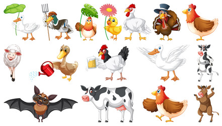 Many farm animals and barn Royalty Free Vector Image