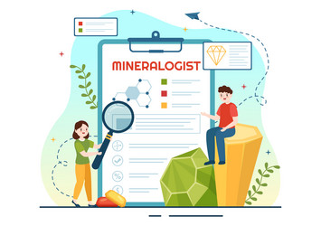 Mineralogist with natural stone and mineral Vector Image