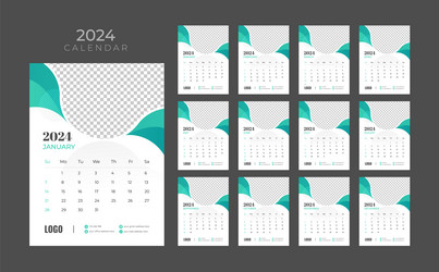 Wall calendar 2024 corporate Royalty Free Vector Image