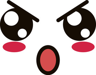 Kawaii cute face expression eyes and mouth scared Vector Image
