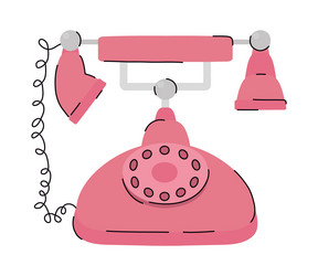 Classic pink telephone Royalty Free Vector Image
