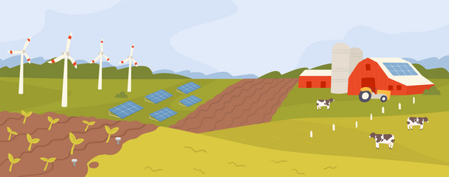 Autumn farm landscape field crops nature Vector Image
