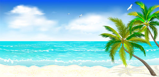 Tropical beach with palm trees Royalty Free Vector Image