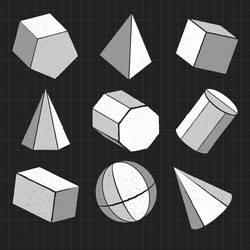 3d geometric shape set Royalty Free Vector Image