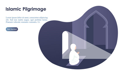 Hajj and umrah pilgrimage praying logo Royalty Free Vector