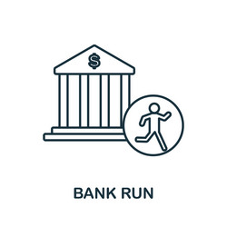 Bank run icon monochrome simple line economic Vector Image