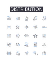Task distribution line icons collection Royalty Free Vector
