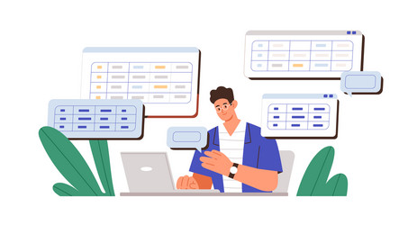 People working with big data analyzing Royalty Free Vector