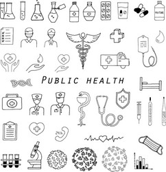 Public sector linear icons set Royalty Free Vector Image