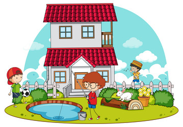 Cartoon a beautiful house Royalty Free Vector Image