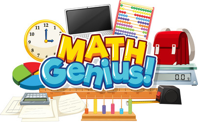Font design for word math genius with happy kids Vector Image