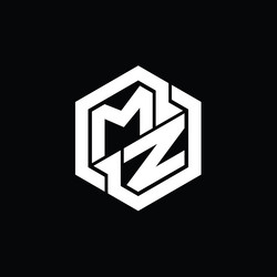 Mz logo monogram gaming hexagon geometric shape Vector Image