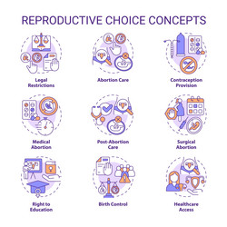 Reproductive choice blue gradient concept icons Vector Image