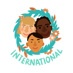 International faces emblem Royalty Free Vector Image