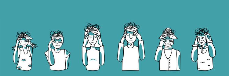 Stressed people circle icons set stress emotion Vector Image