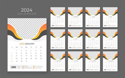 Wall calendar 2024 corporate Royalty Free Vector Image