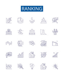 Ranking line icons signs set design collection Vector Image