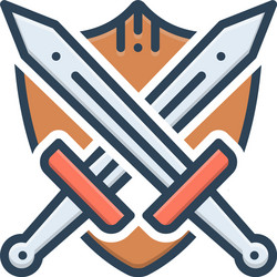 Dual sword logo icon vintage design Royalty Free Vector