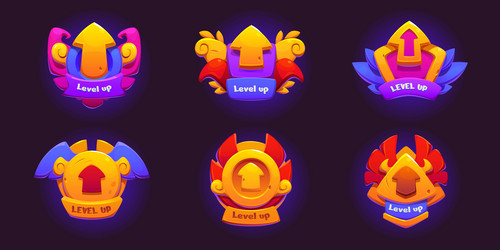 Level up ui badge icon reward button design Vector Image