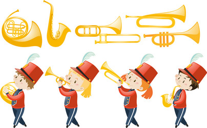 Soldiers playing musical instruments set members Vector Image