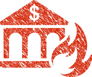 Bank fire disaster icon grunge watermark Vector Image