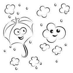 Rain cloud with raindrops line art design Vector Image