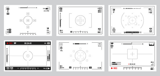 Video and photo camera viewfinder display frames Vector Image