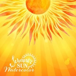 Watercolor summer sun background Royalty Free Vector Image