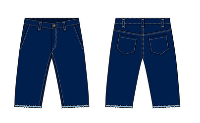 Denim shorts short pants template Royalty Free Vector Image