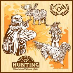 Elk hunting logo dog with a wild Royalty Free Vector Image