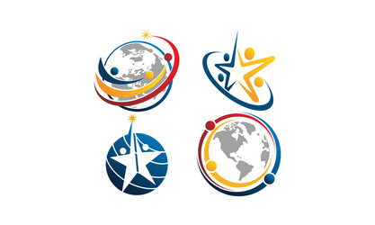 Global leadership teamwork solution set Royalty Free Vector