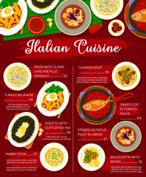 Italian cuisine food menu cover page design Vector Image
